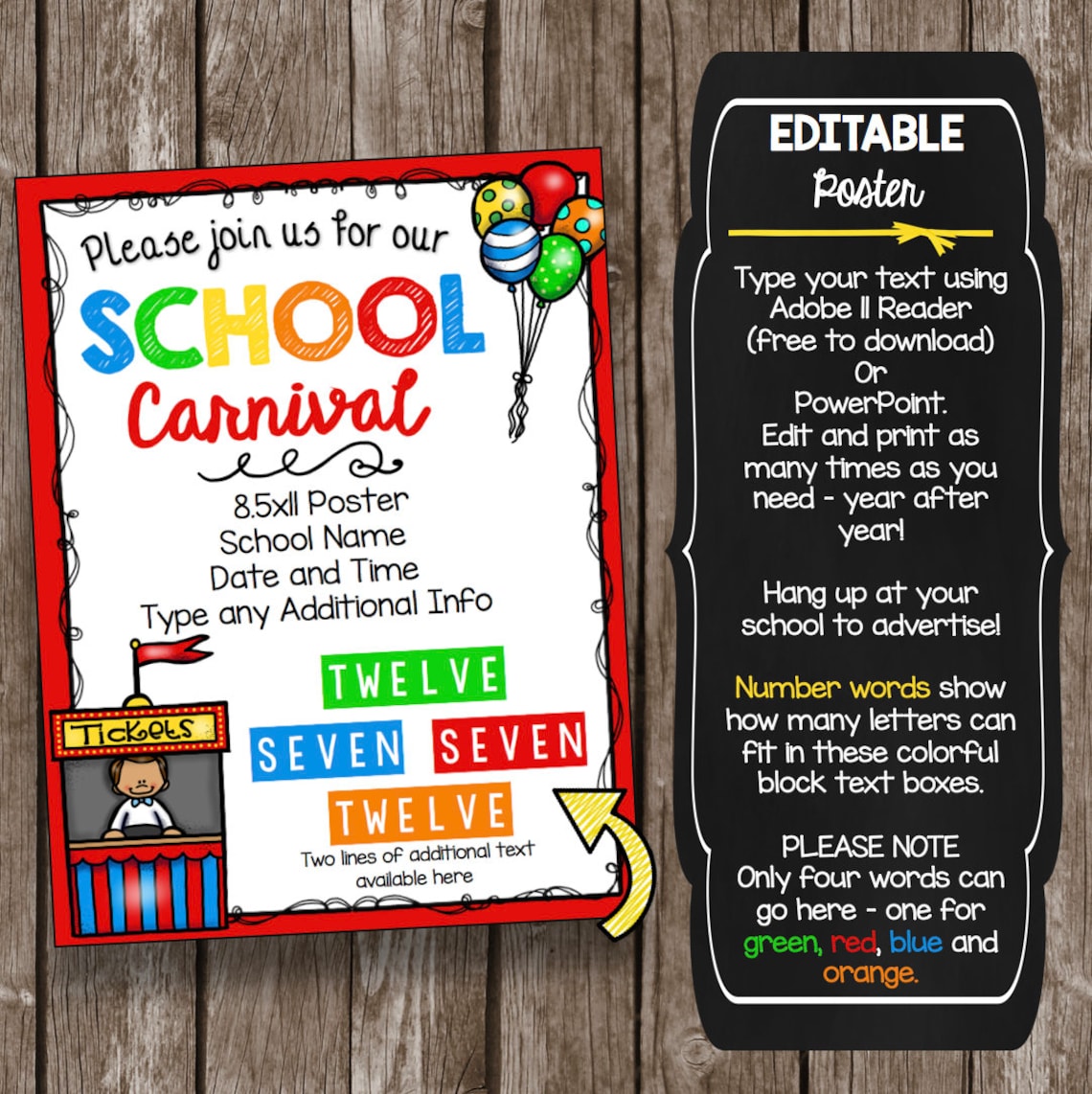 School Carnival Invitation and Poster Set - Flyer - Advertising - Flier ...