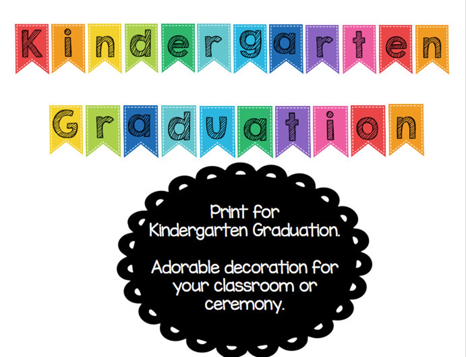 50 OFF SALE Kindergarten Graduation Banner Printable PDF Etsy