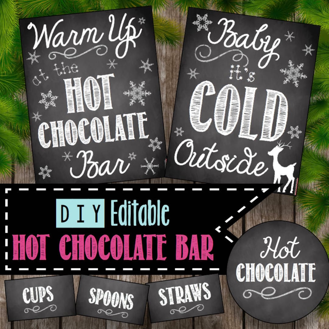 Hot Chocolate Bar BUNDLE - Editable DIY Party Kit - Invitations - Hot ...