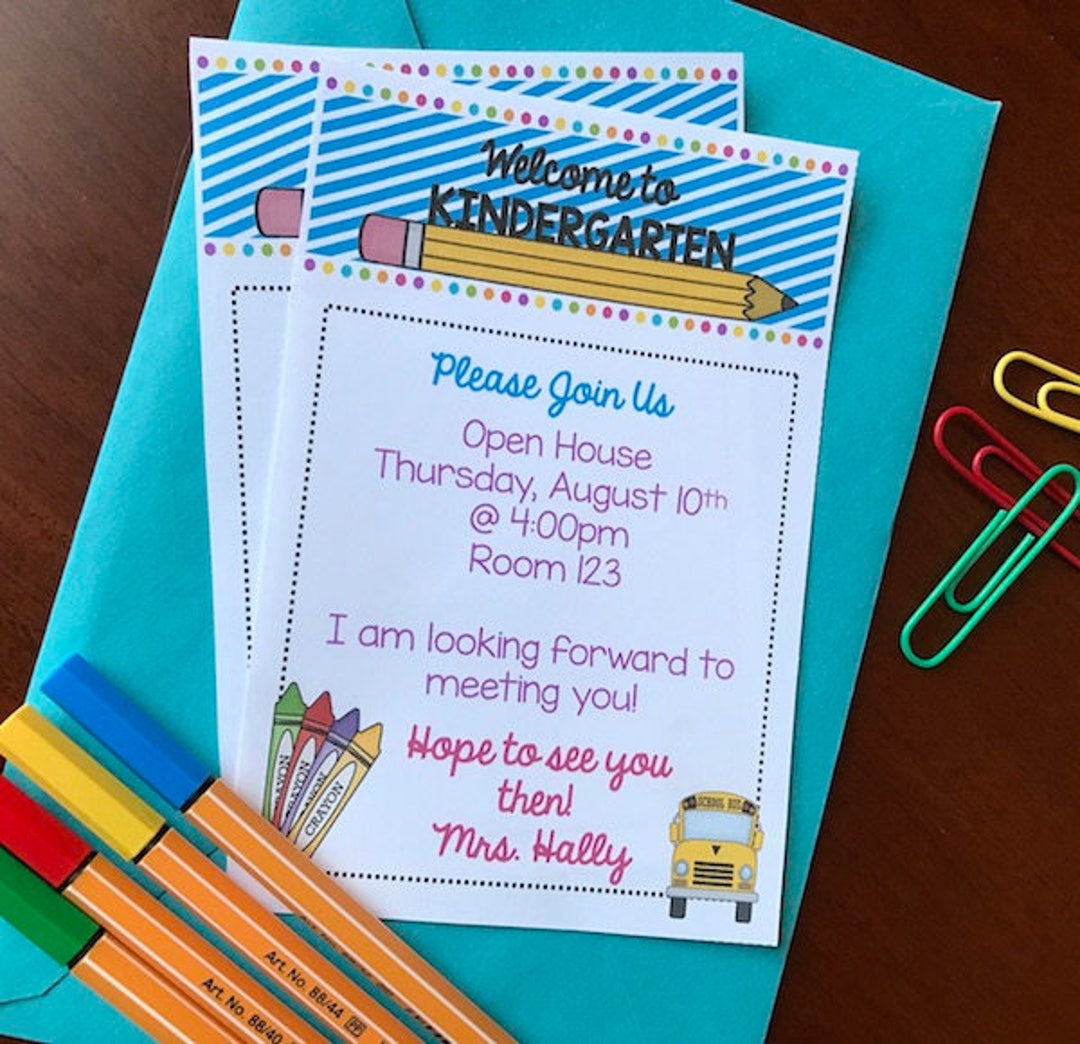 Welcome to Kindergarten Invitation - Back to School - Meet the Teacher ...