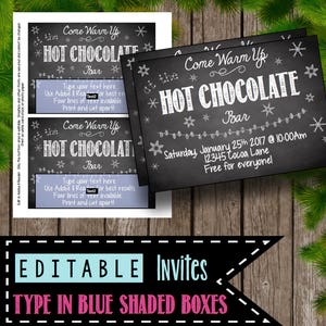 Hot Chocolate Bar BUNDLE - Editable DIY Party Kit - Invitations - Hot ...