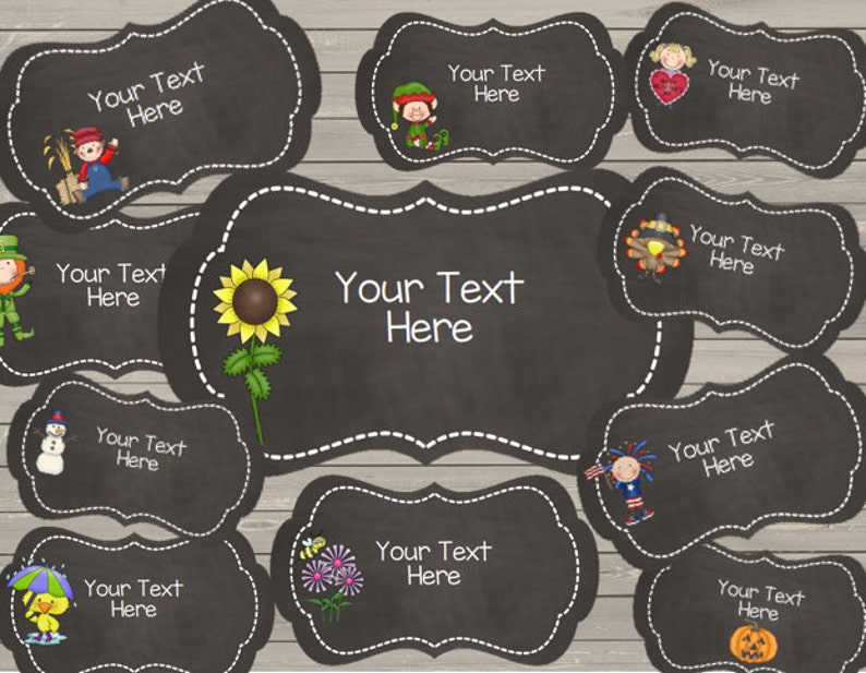 50% OFF SALE Monthly Chalkboard Labels editable Tags Notes - Etsy