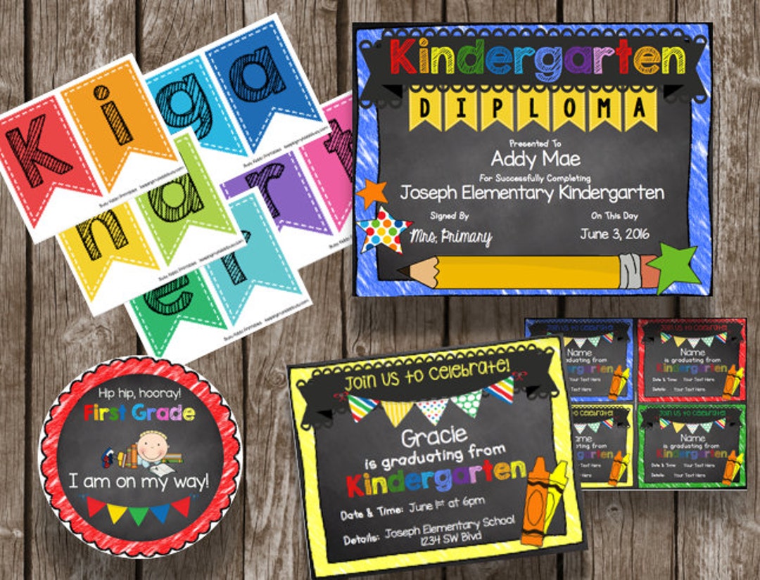 50% OFF SALE Kindergarten Graduation {bundle} Banner - Diploma ...
