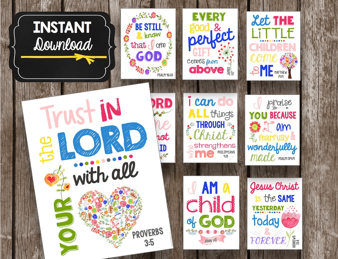 Scripture Wall Art BUNDLE - Kids Bedroom Decor - Playroom - Sunday ...