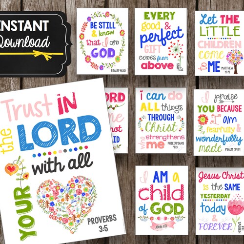 Scripture Posters BUNDLE Kids Bible Verses Printable Wall - Etsy