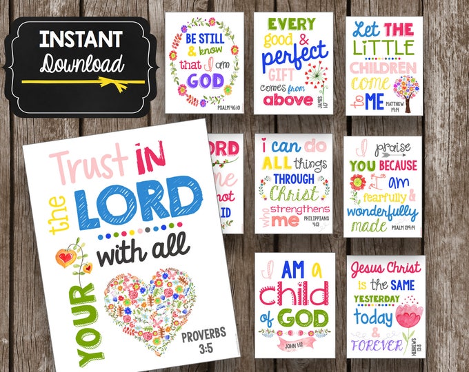 Scripture Wall Art BUNDLE Kids Bedroom Decor Playroom - Etsy