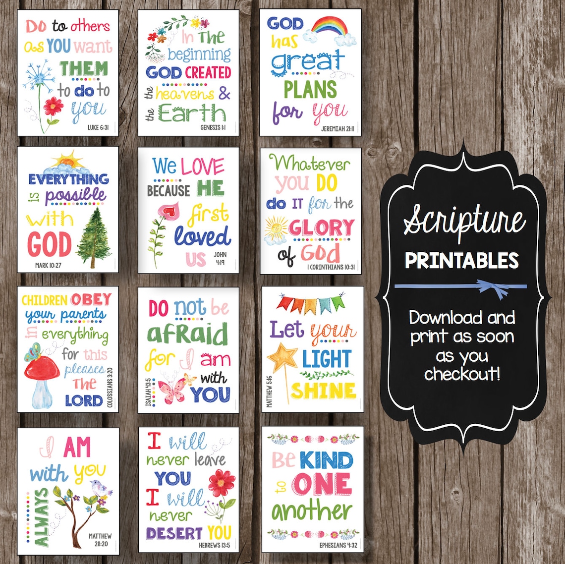 Scripture Posters BUNDLE Kids Bible Verses Printable Wall - Etsy