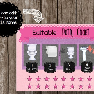 50% OFF SALE Potty Training Chart - Pink - Girl - EDITABLE - Instant ...