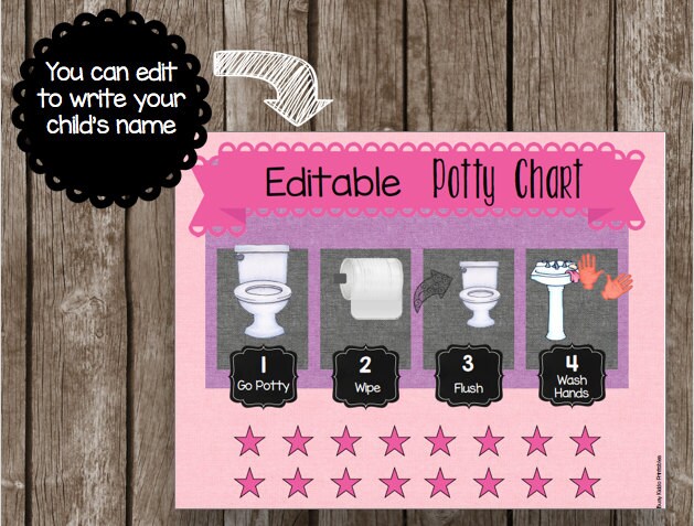 50% OFF SALE Potty Training Chart Pink Girl EDITABLE | Etsy