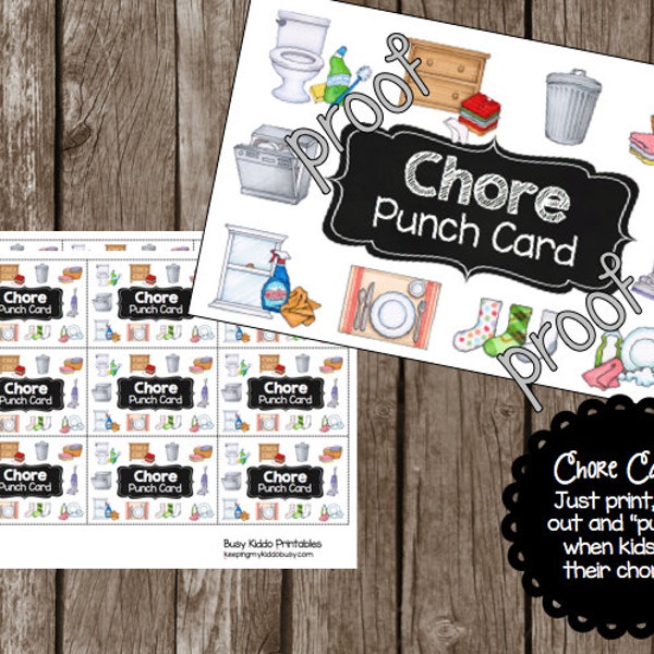 Chore Punch Card - Etsy