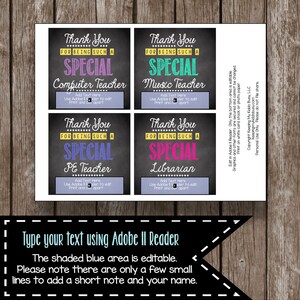 Teacher Appreciation Cards - EDITABLE - Music - Librarian - Computer ...
