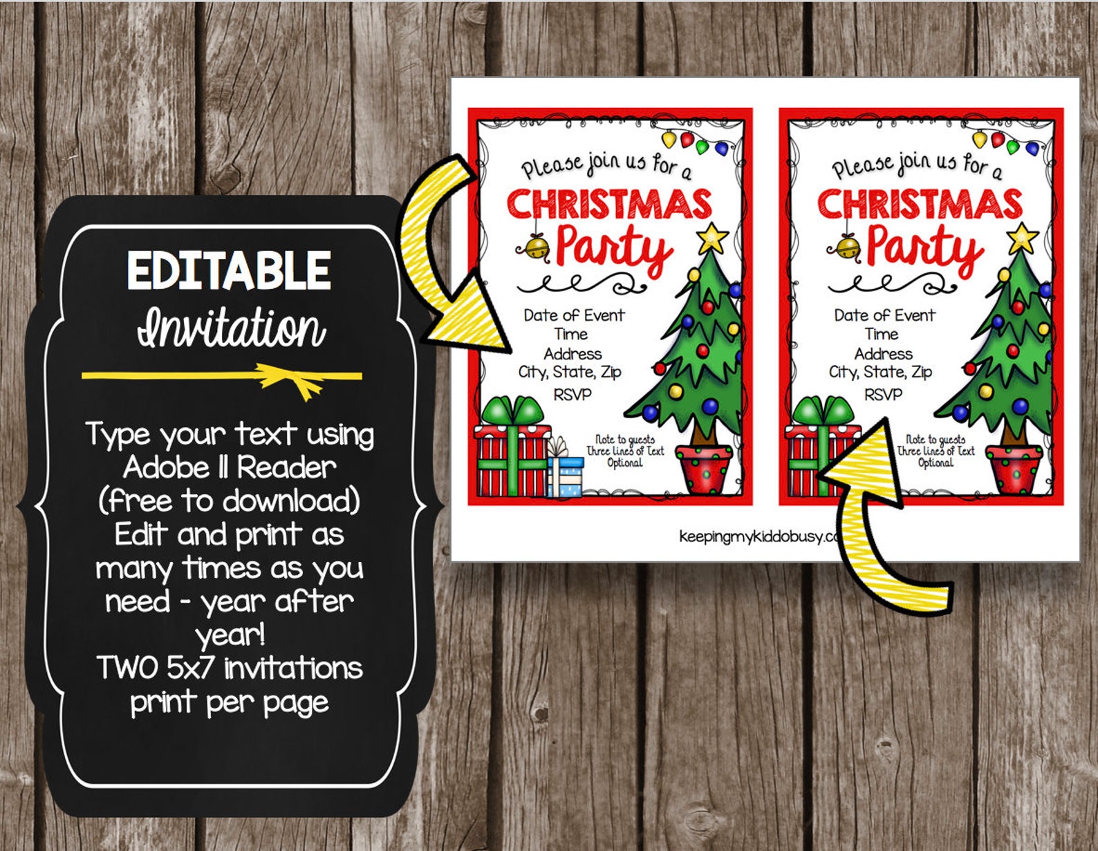Christmas Party Invitation - EDITABLE - DIY Printable PDF - Kids ...