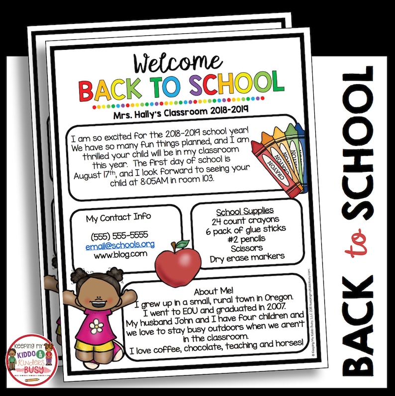 Welcome Back to School - Editable Newsletter - Back to School - Meet ...
