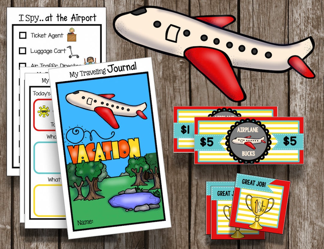 50% OFF SALE Airplane Travel Kit for Kids - Airport Games - Printable ...