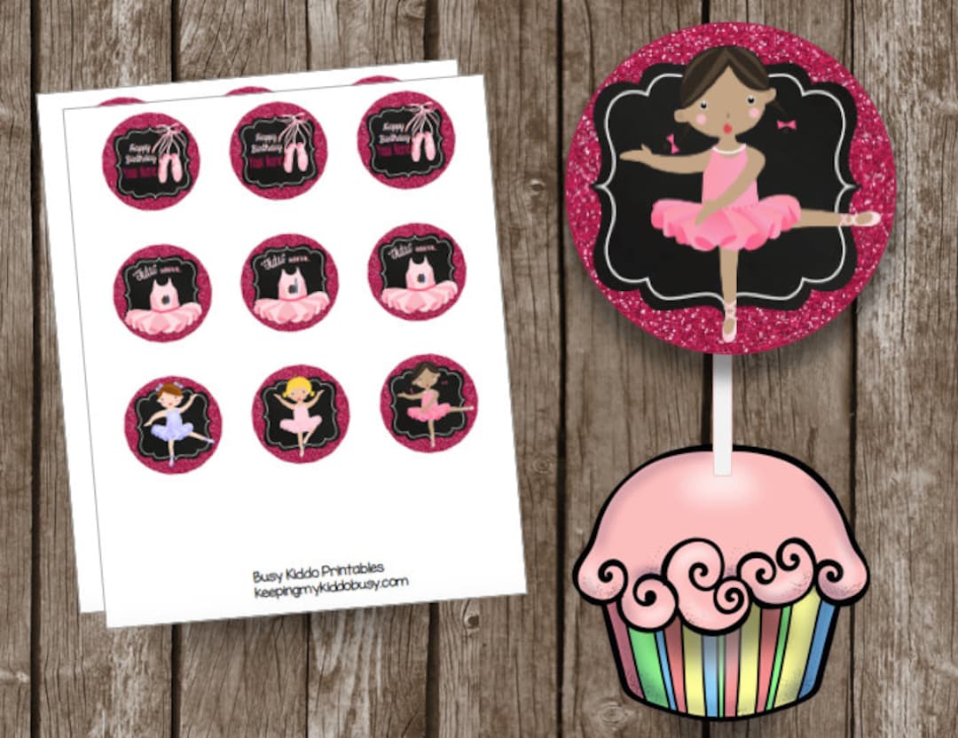 50% OFF SALE - Ballerina Cupcake Toppers - Instant Download ...