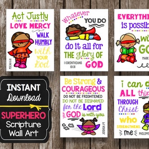 Superhero Kids Scripture Posters - Printable JPG and PDF Files ...