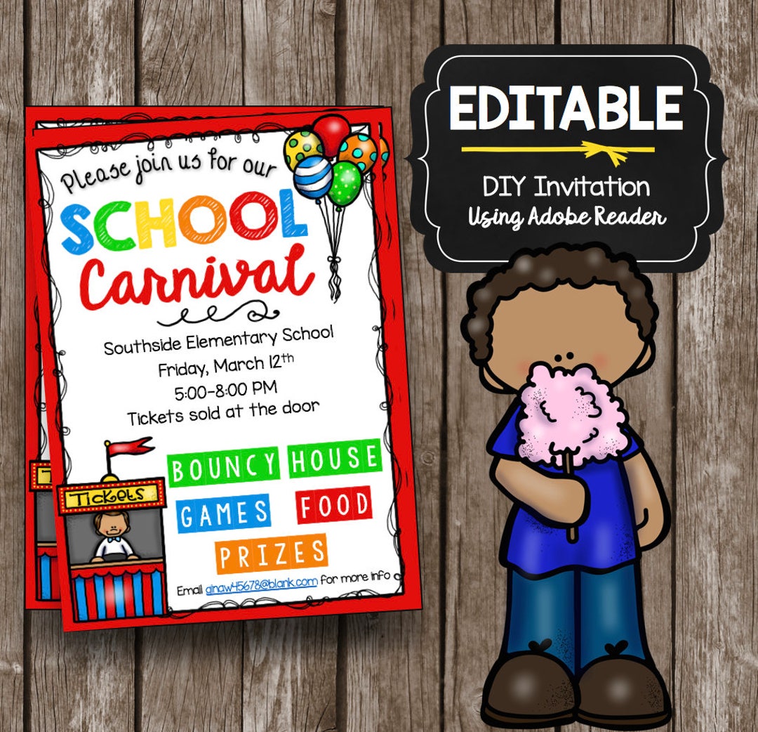 School Carnival Invitation and Poster Set - Flyer - Advertising - Flier ...