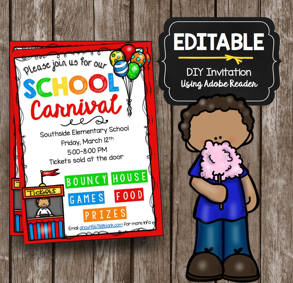 School Carnival Invitation and Poster Set Flyer | Etsy