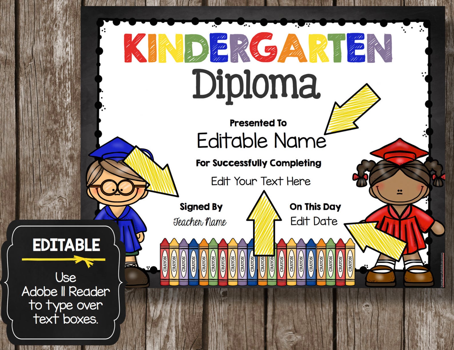 50% OFF SALE - Kindergarten Diploma - Graduation - Printable - INSTANT ...
