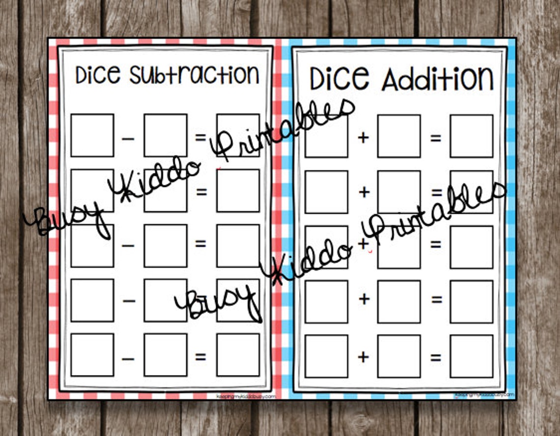 50% OFF SALE Dice Addition & Subtraction Game - Printable - INSTANT ...
