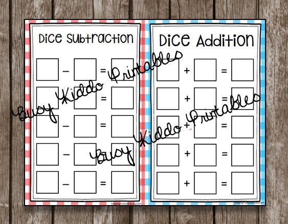 50% OFF SALE Dice Addition & Subtraction Game Printable | Etsy