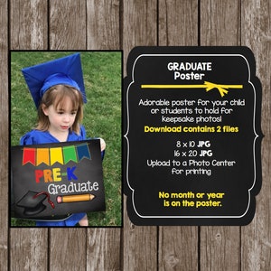 Pre-k Graduate Poster - Photo Prop - Announcement - Chalkboard Picture ...