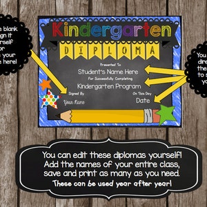 50% OFF SALE - Graduation Kindergarten Diploma - Instant Download ...