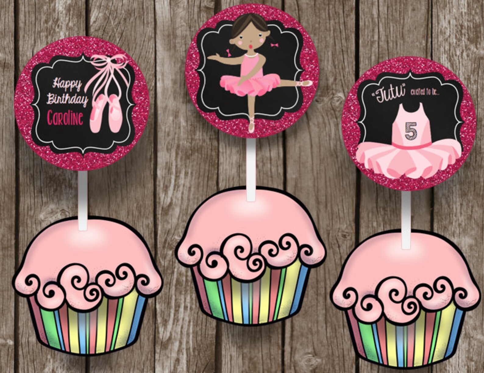 50% OFF SALE Ballerina Cupcake Toppers Instant Download | Etsy