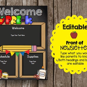 50% OFF SALE Prek Welcome Newsletter - Brochure - Editable - Instant ...