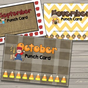 50% OFF SALE Chore Incentive Behavior Homework Punch Cards {instant ...