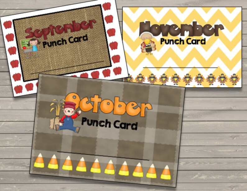 50% OFF SALE Chore Incentive Behavior Homework Punch Cards {instant ...