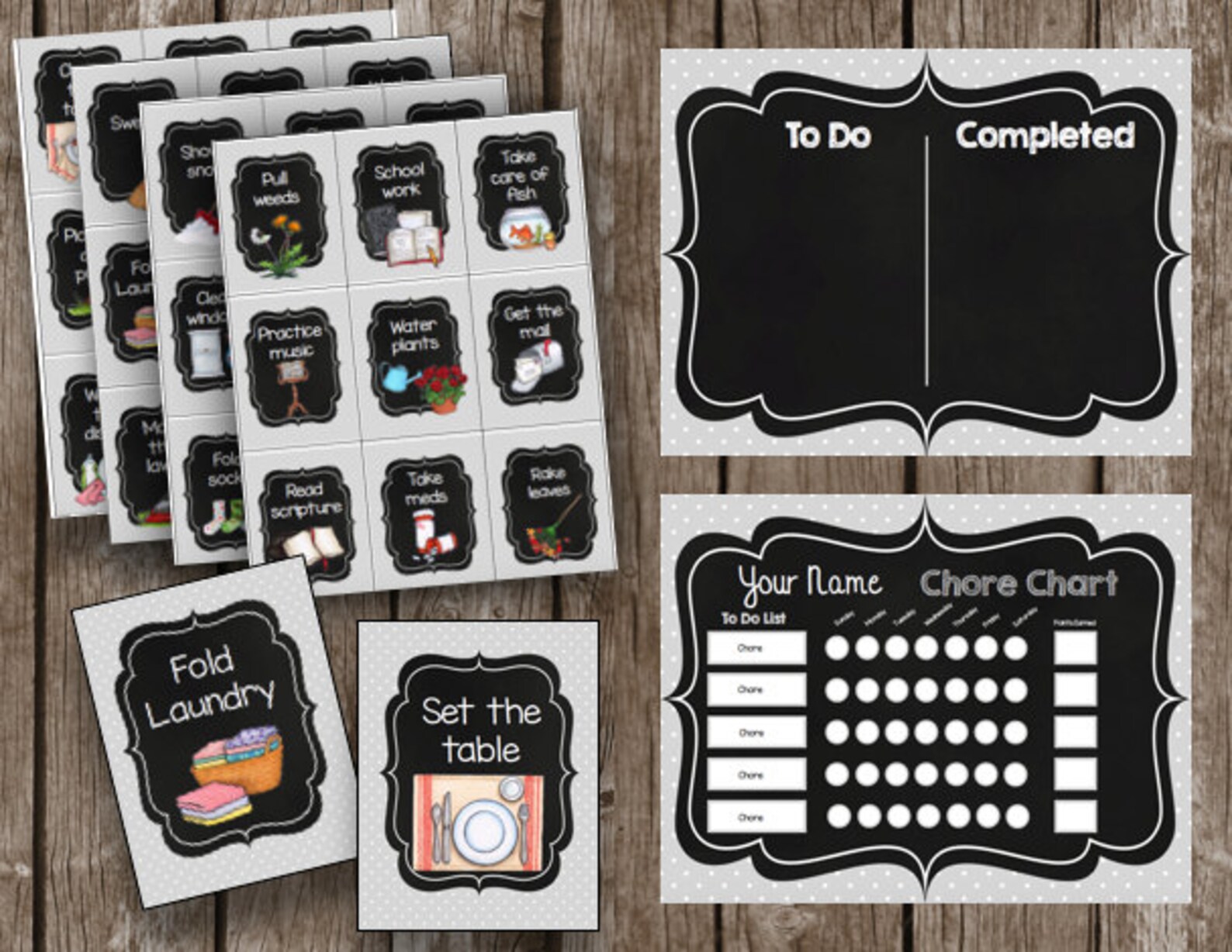 50% SALE Chore Kit - EDITABLE - Chart - Picture Cards - Chores ...