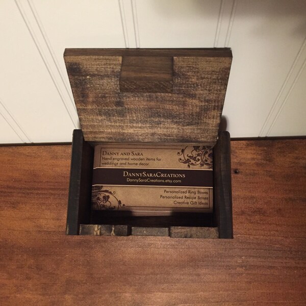 Wooden Business Card Box - Etsy