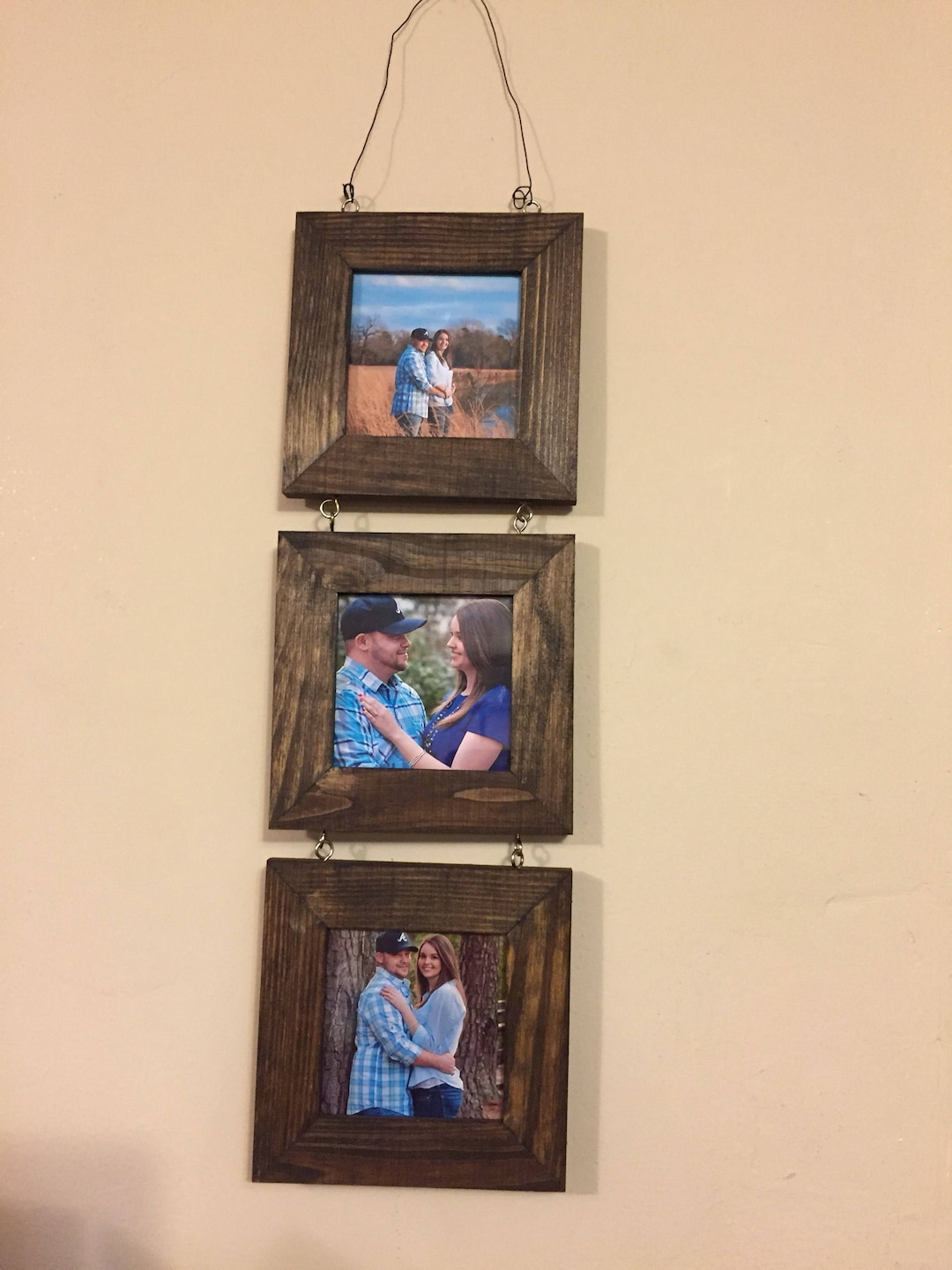 Dark Walnut 3 Photo Hanging Collage, Family Photo, Memory Picture Frame ...