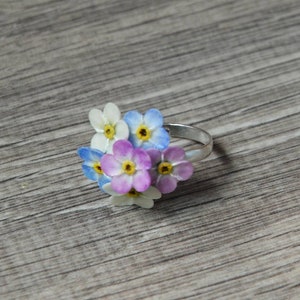Rainbow Flowers Jewelry, Forget Me Not Ring, Forget Me Not Jewelry - Etsy