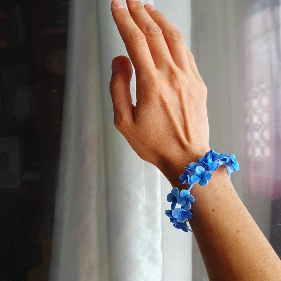 Hydrangea Bracelet, Blue Floral Bracelet - Etsy