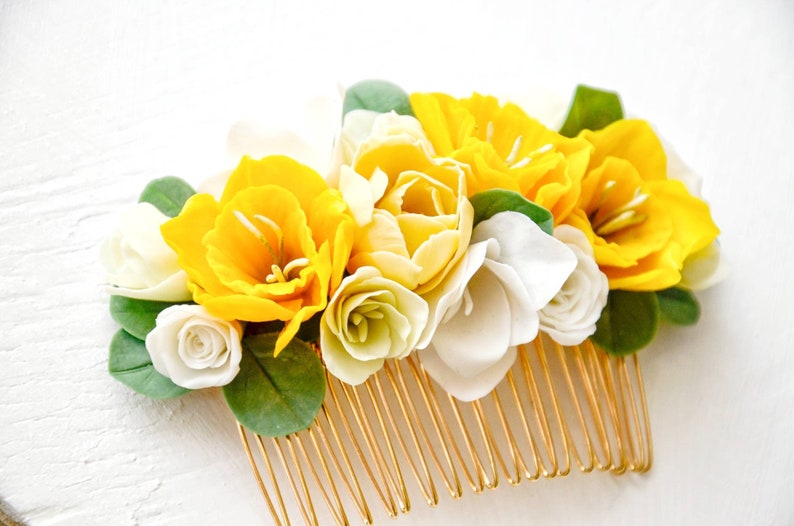 Yellow Flowers Hair Comb - Etsy