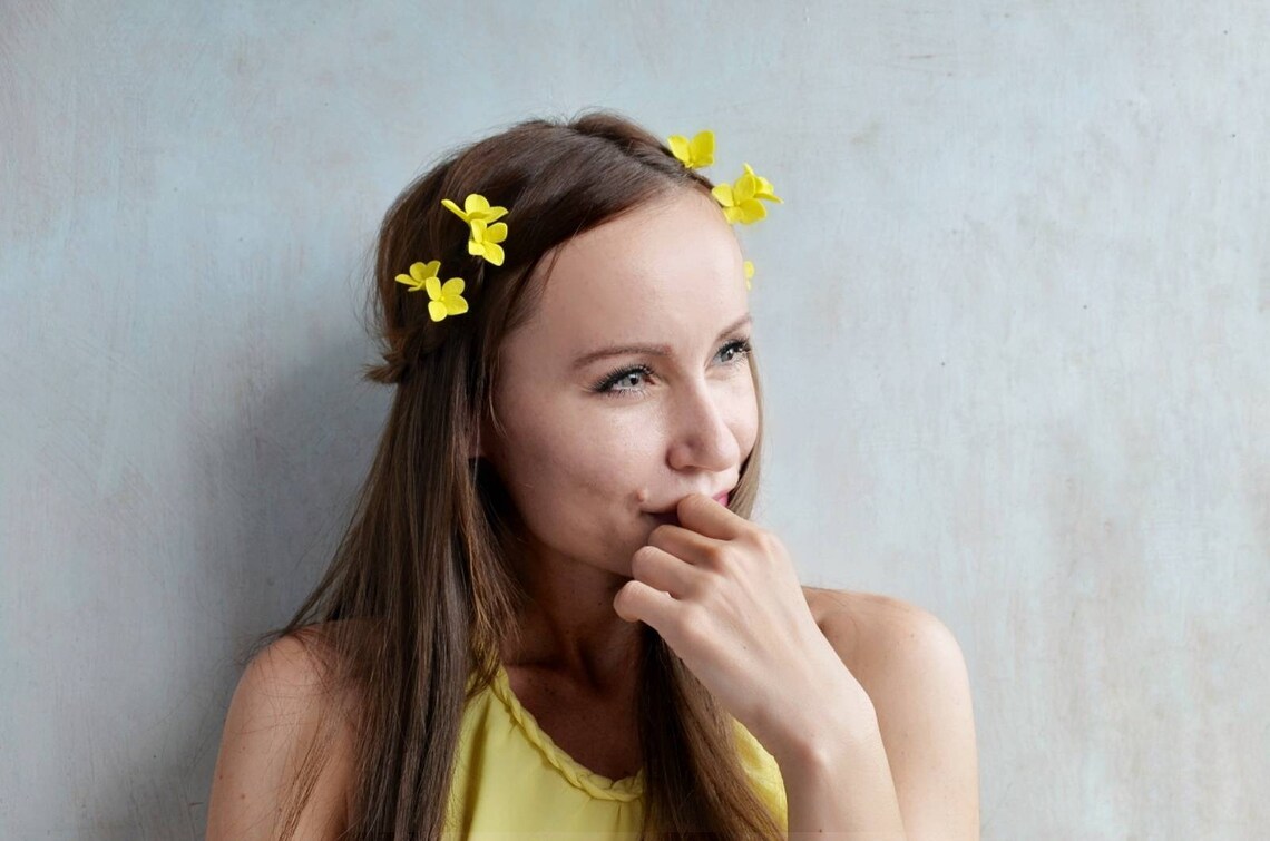 Yellow flower pins hydrangea hair jewelry yellow hydrangea | Etsy