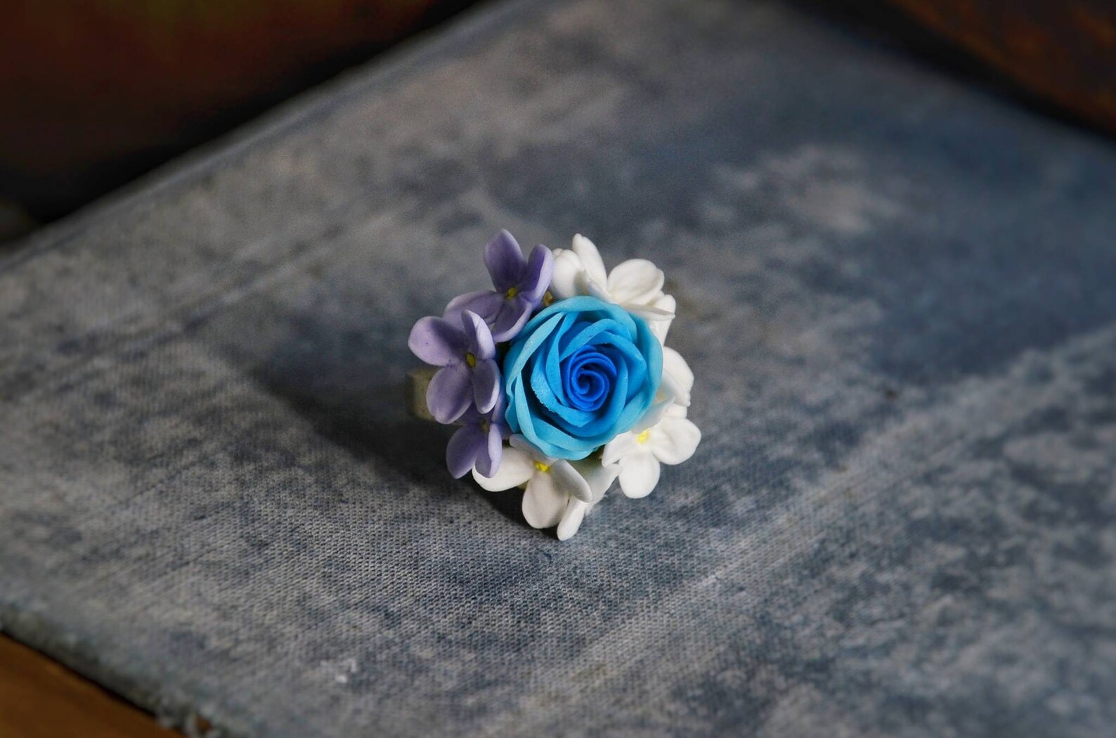 Floral Ring Blue Rose Ring - Etsy