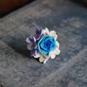 Floral Ring, Blue Rose Ring - Etsy