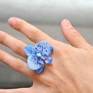 Blue Flower Ring, Blue Orchid Jewelry - Etsy