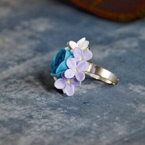 Floral Ring, Blue Rose Ring - Etsy