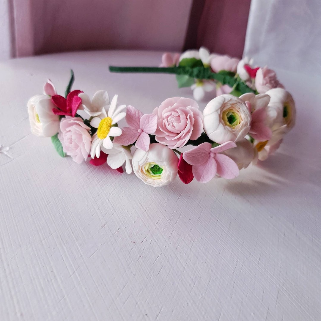 Floral Hair Crown Flowers Crown Wedding Headband - Etsy