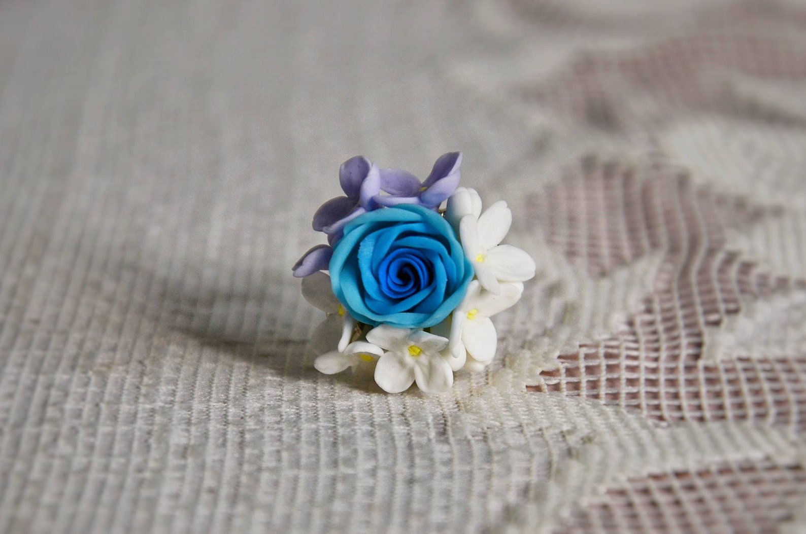 Floral Ring Blue Rose Ring - Etsy