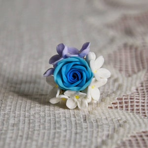 Floral Ring, Blue Rose Ring - Etsy