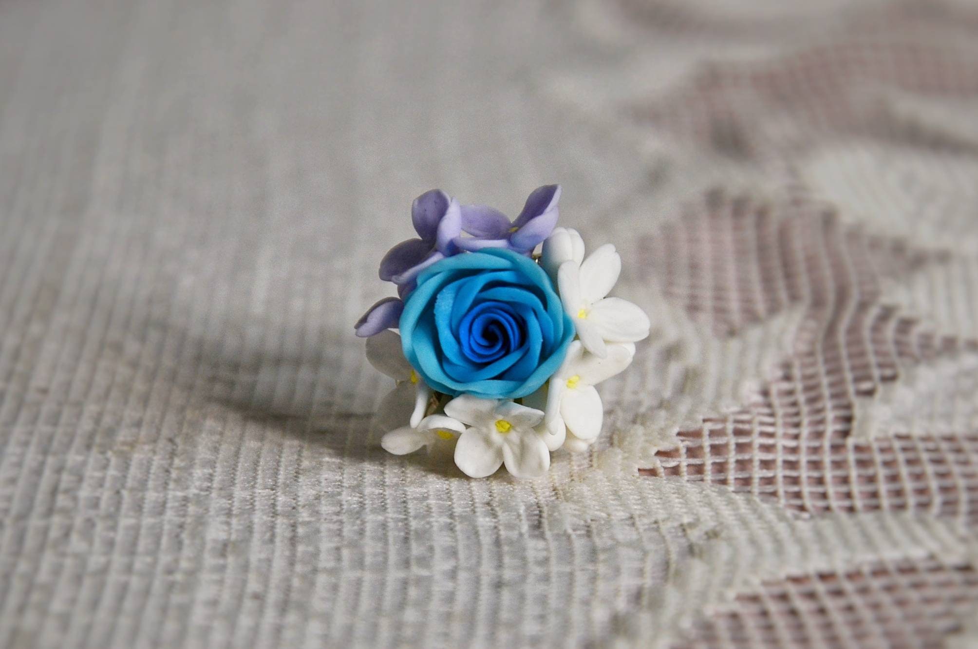 Floral Ring Blue Rose Ring - Etsy
