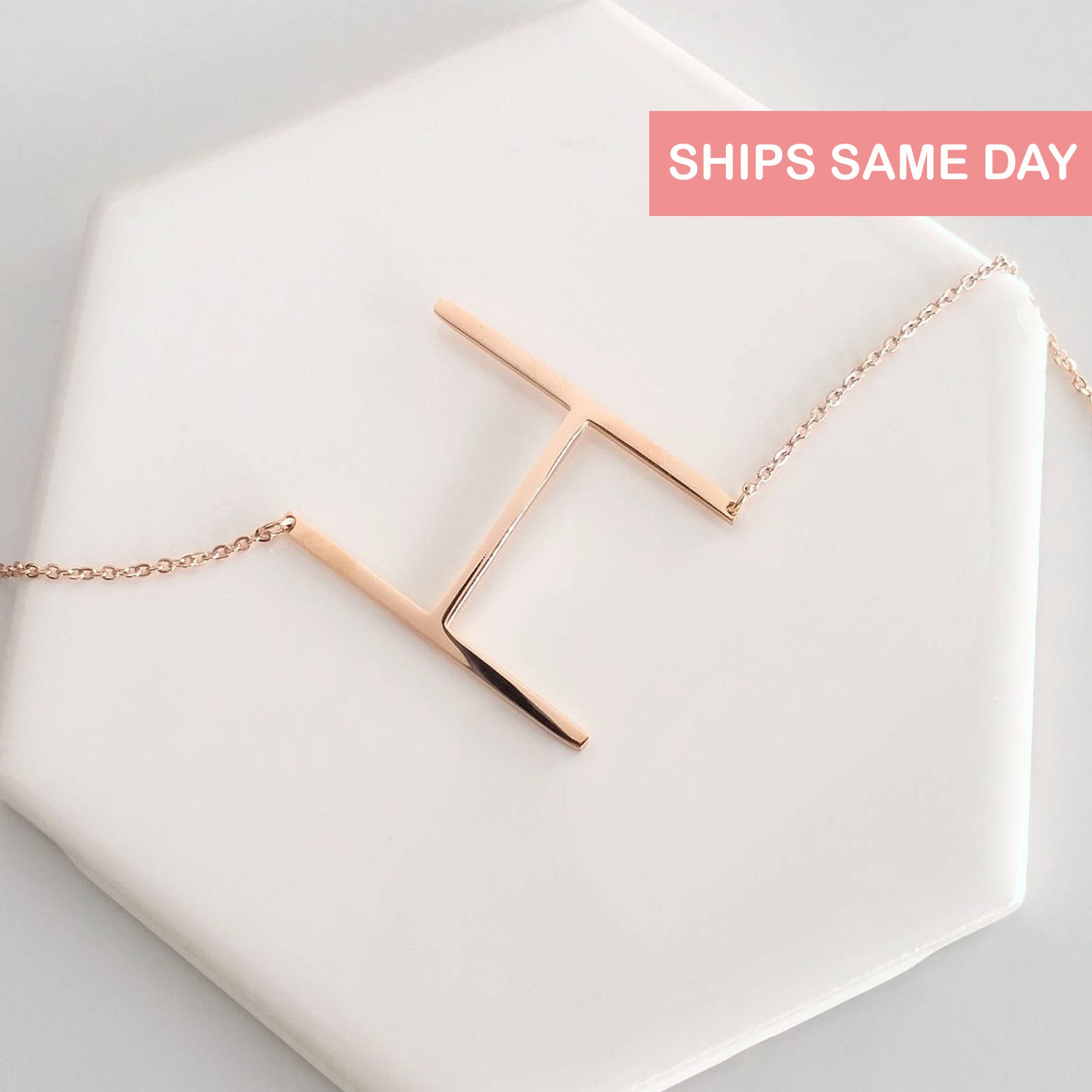 Large Initial Necklace Oversized Letter Oversized Initial - Etsy Canada