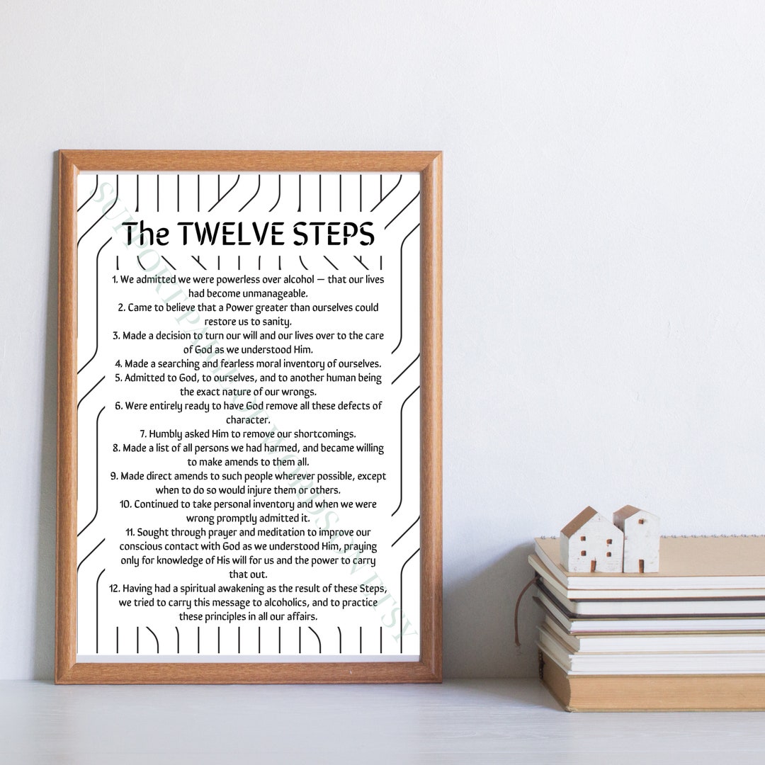 Twelve Steps Poster, Twelve Steps AA Poster, Twelve Steps Al-anon Alateen Poster, 12 Steps ...