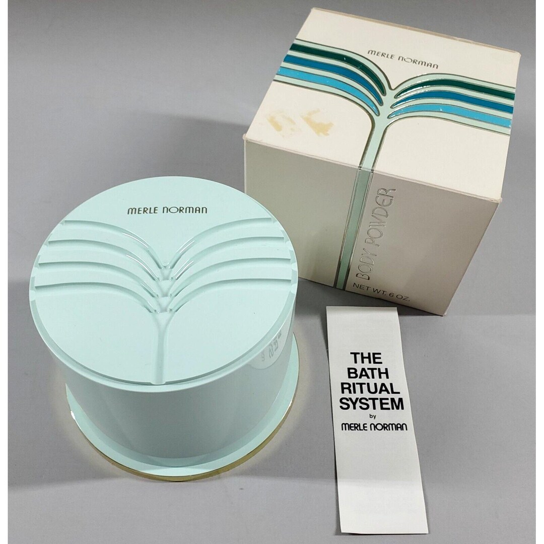 Vintage NOS Merle Norman Body Powder 6 Oz Sealed W Puff Mint Green ...