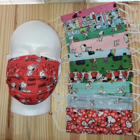 Peanuts/snoopy Handmade Cloth Face Mask 100% Cotton - Etsy